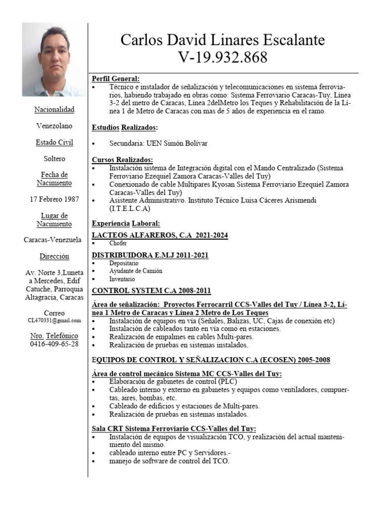 CV Carlos David Linares | PDF