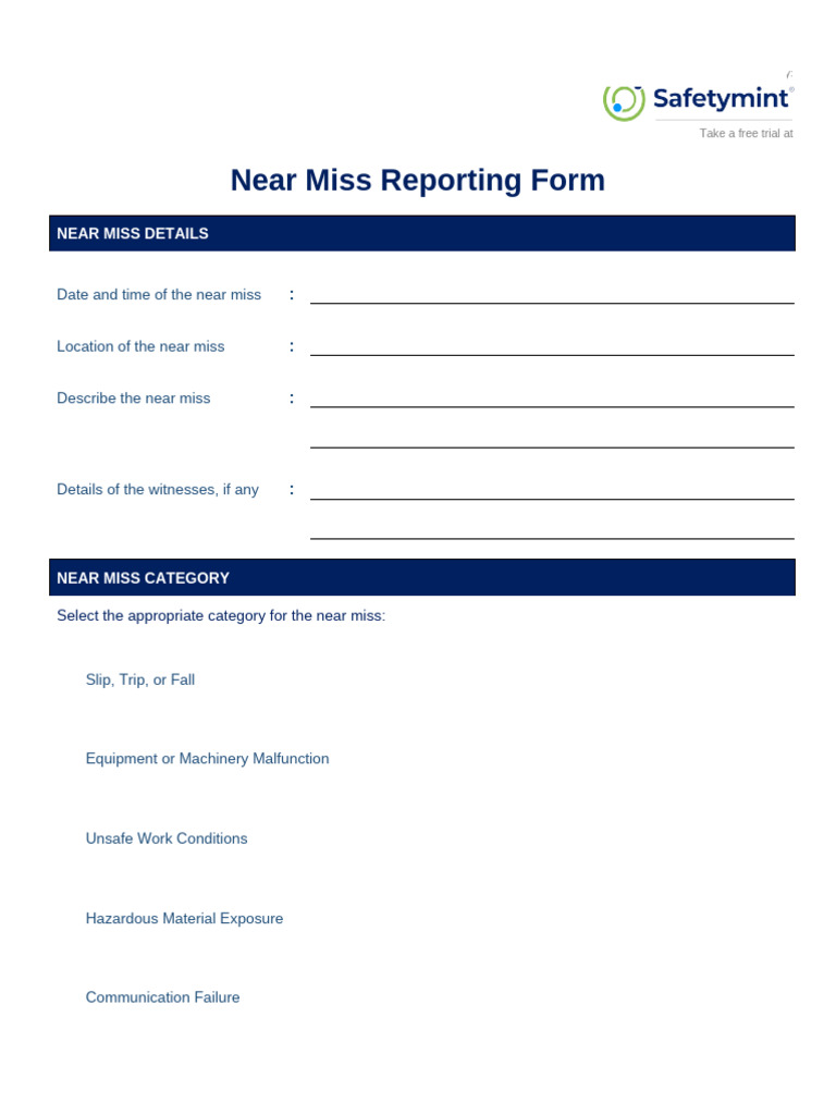 67.0 Near Miss Report Form | PDF