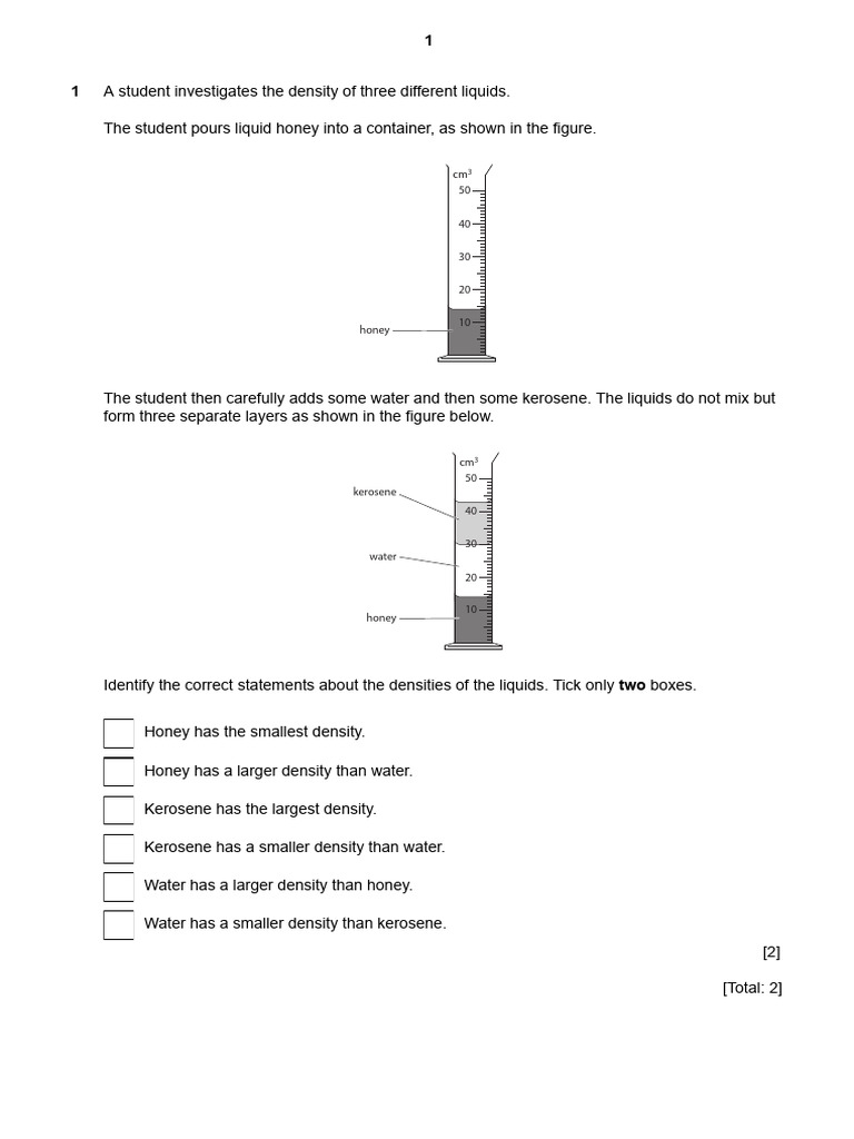 0625 Density (Core Only) - P2 - QP | PDF