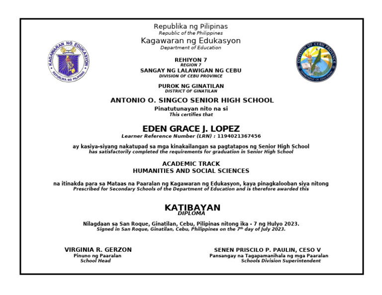 diploma_SHS | PDF