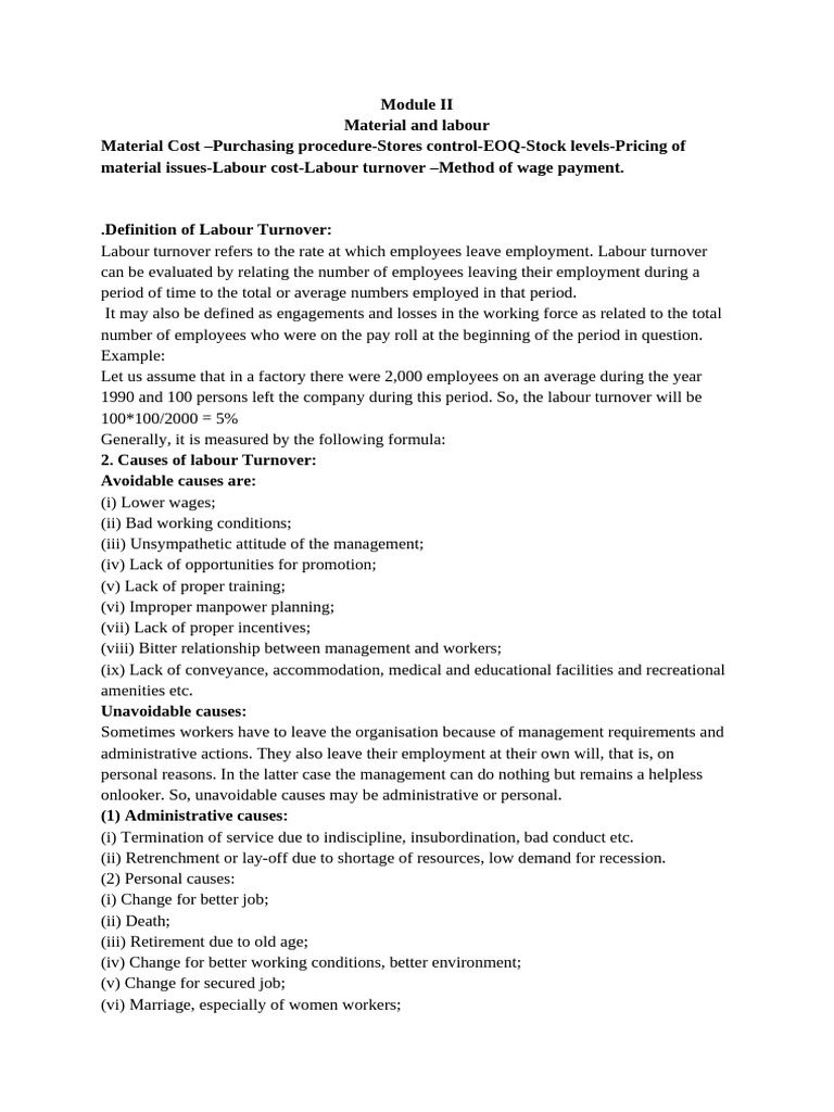 Material Cost - Purchasing Procedure-Stores control-EOQ-Stock Levels-Pricing of Material Issues ...