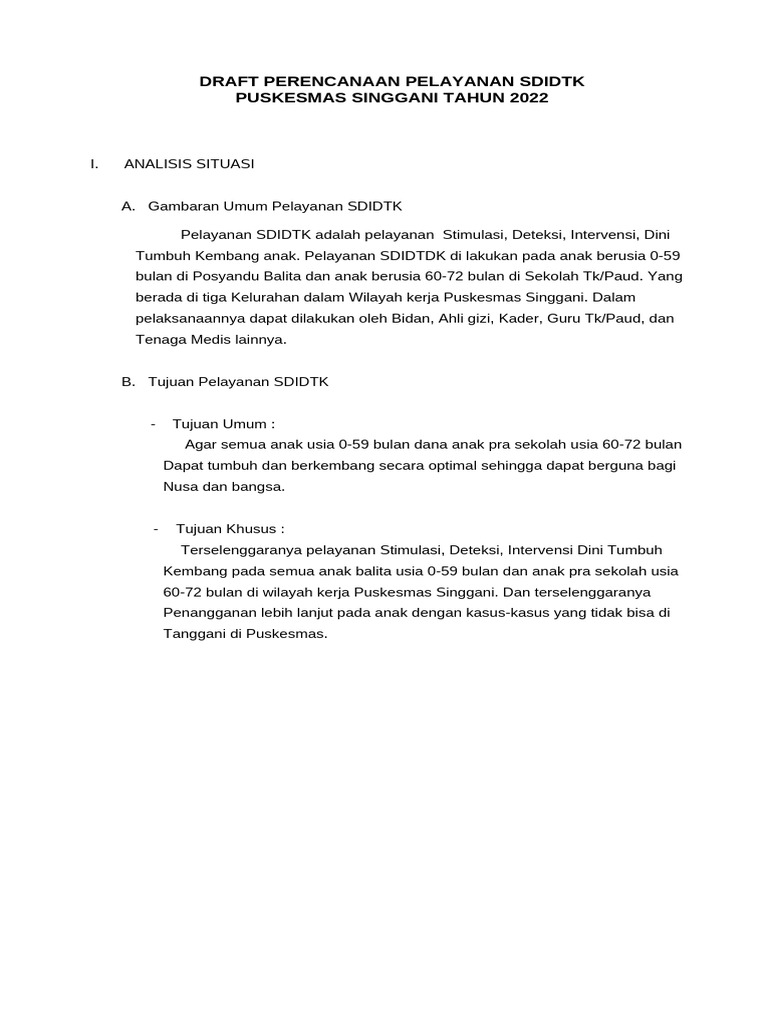 DRAF PROGRAM Sdidtk 2022 | PDF