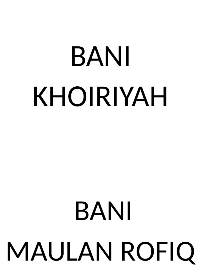 Bani Khoiriyah | PDF