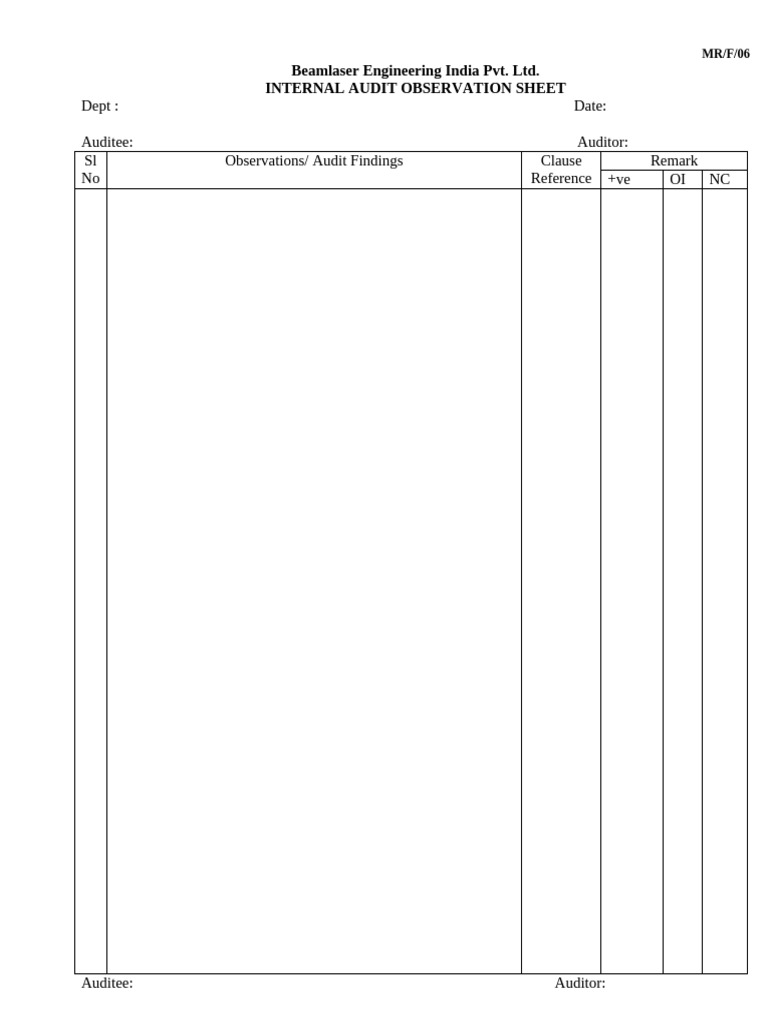 A Observation Sheet | PDF