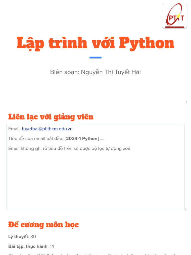H10 BG Ngôn Ngữ Python - P1, P2 | PDF