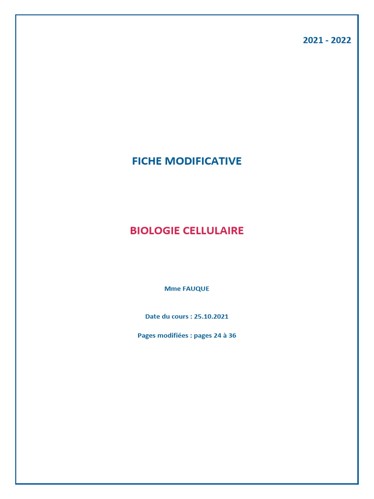 Cours BIOCELL PASS 3 | PDF