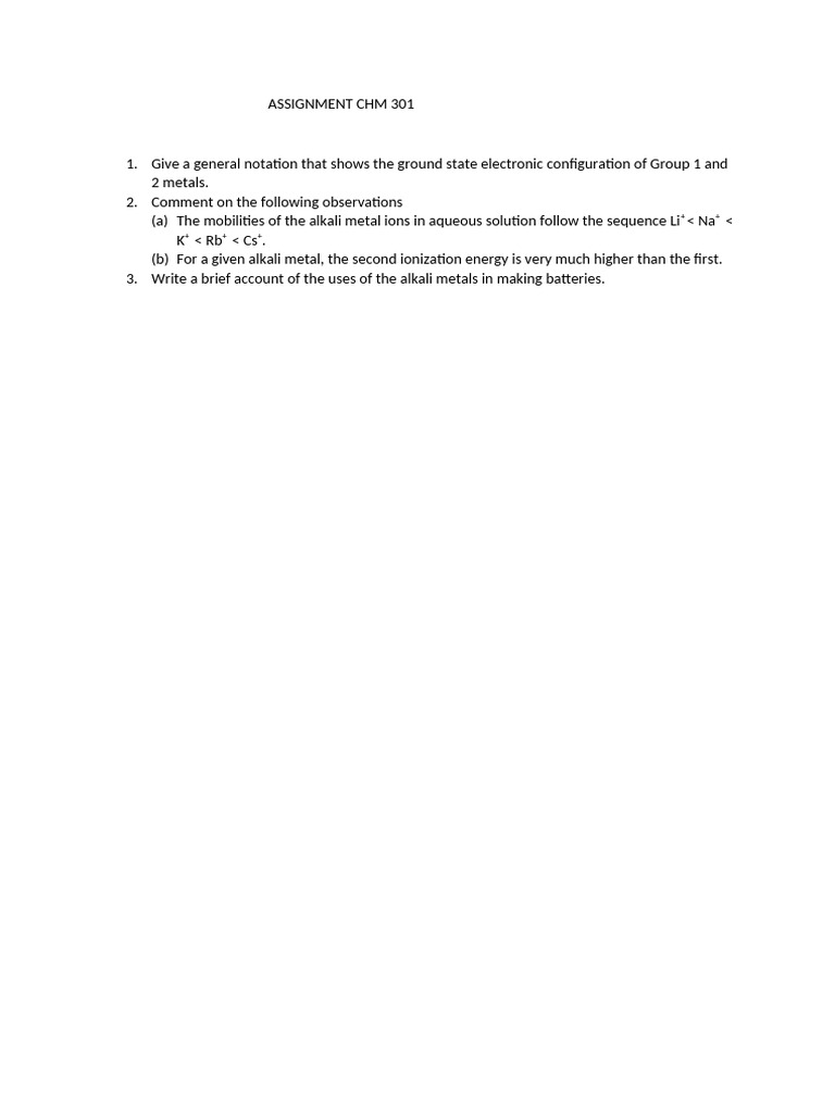 Assignment CHM 301-1 | PDF