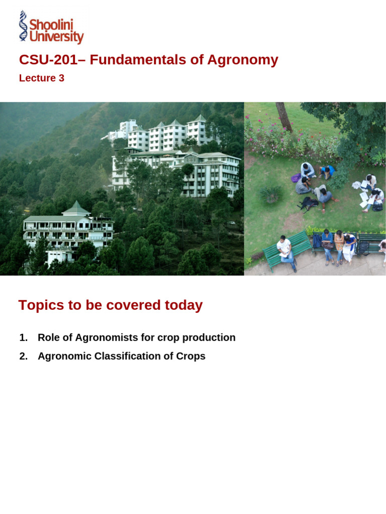 Lecture 3 CSU-201 - Fundamentals of Agronomy | PDF