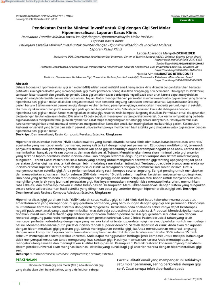 A Minimally Invasive Esthetic Approach For Teeth With Molar Incisor Hypomineralization A ...