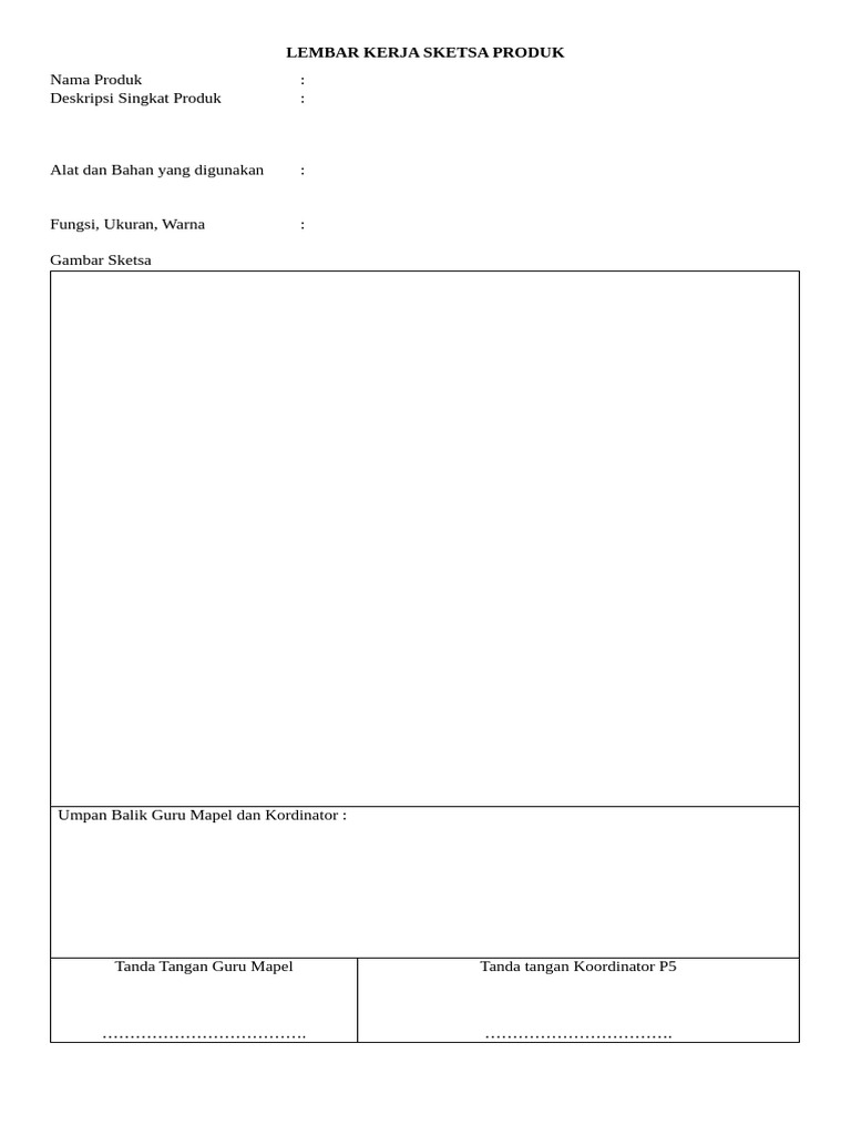 Lembar Kerja Sketsa Produk | PDF