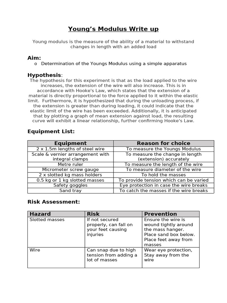 Young's Modulus Write Up (Aradhana) | PDF