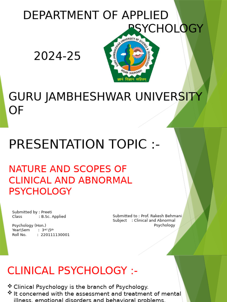 Clinical and Abnormal Psychology | PDF
