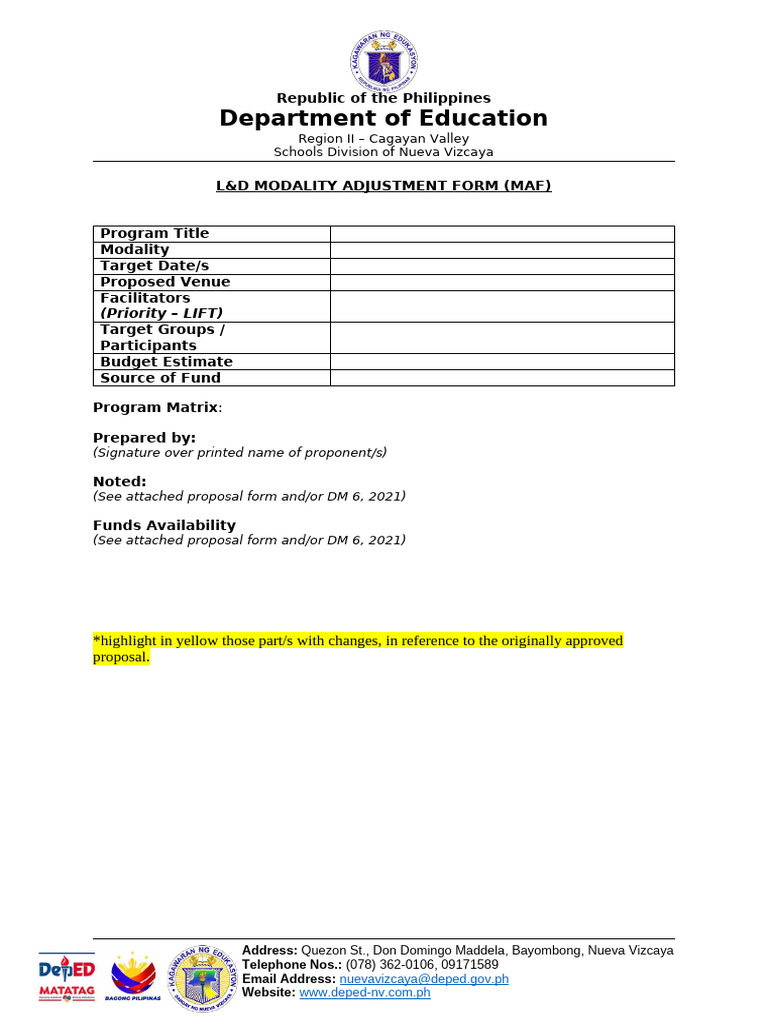 HRD - Proposal Form Adjusted Modal | PDF