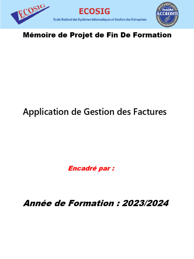 Mémoire de Projet de Fin de Formation | PDF