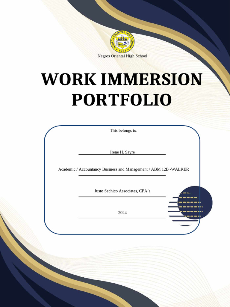 ABM 12B Work Immersion Portfolio | PDF | Teachers | Career & Growth