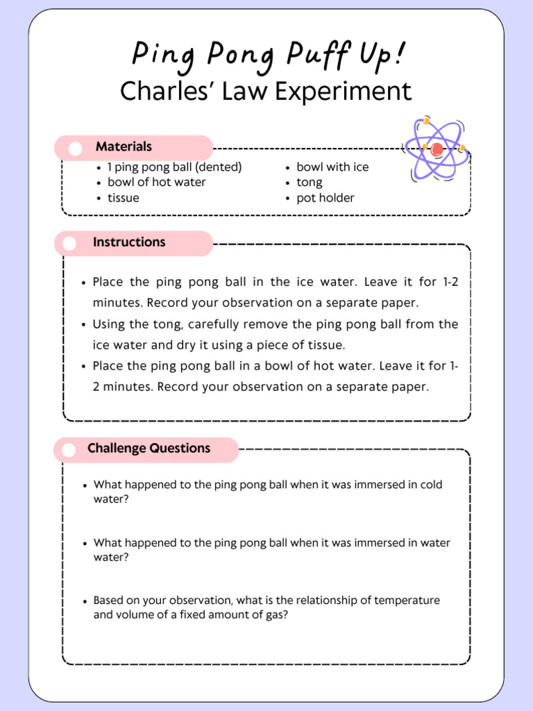 Charles Law Experiment (Ping Pong) | PDF