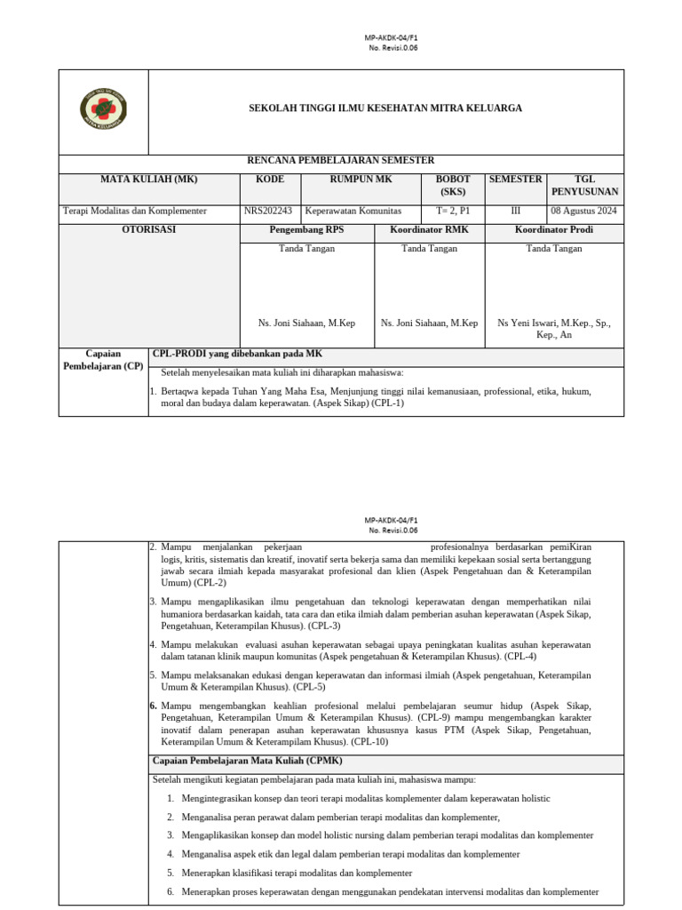 RPS MK Komplementer Tk 2 | PDF
