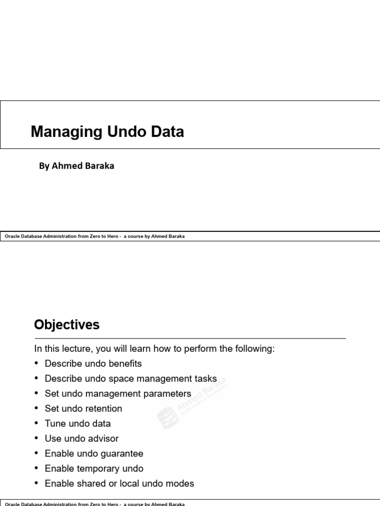 Managing Undo Data | PDF