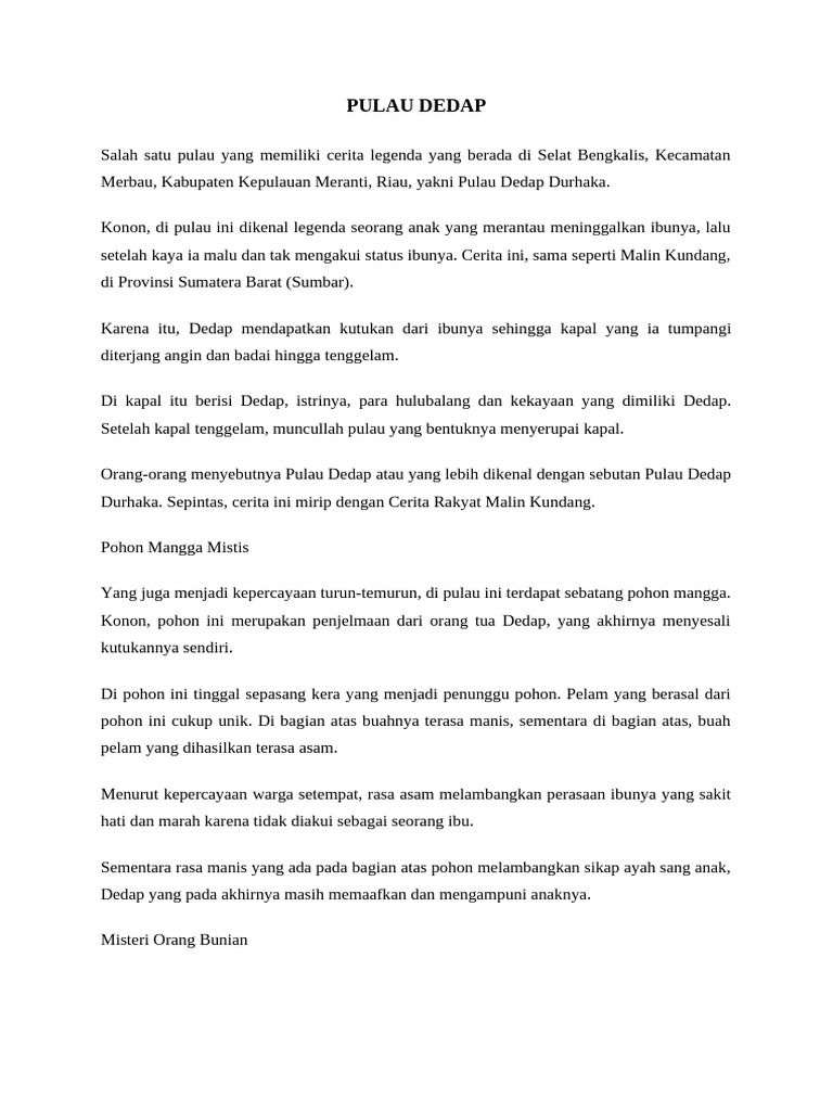 PULAU DEDAP Dan MALIGAI KELAYANG | PDF