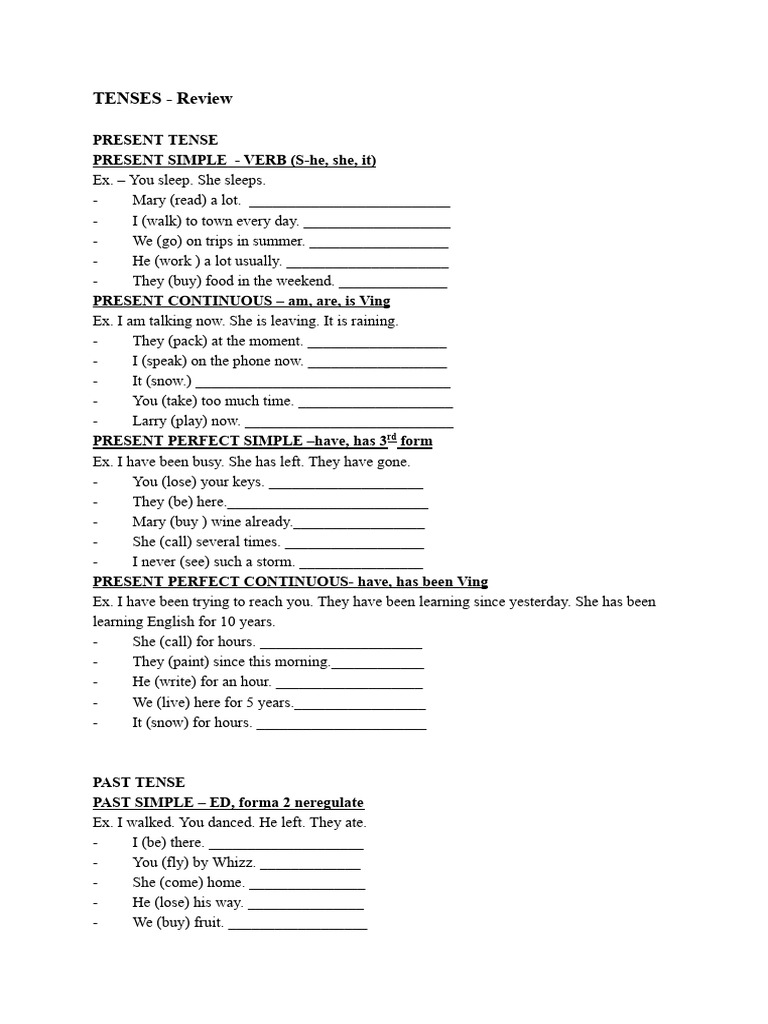 TENSES - Review | PDF