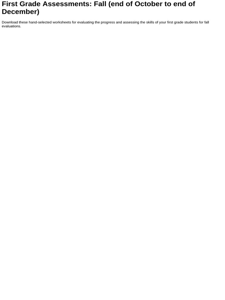 First Grade Assessments | PDF