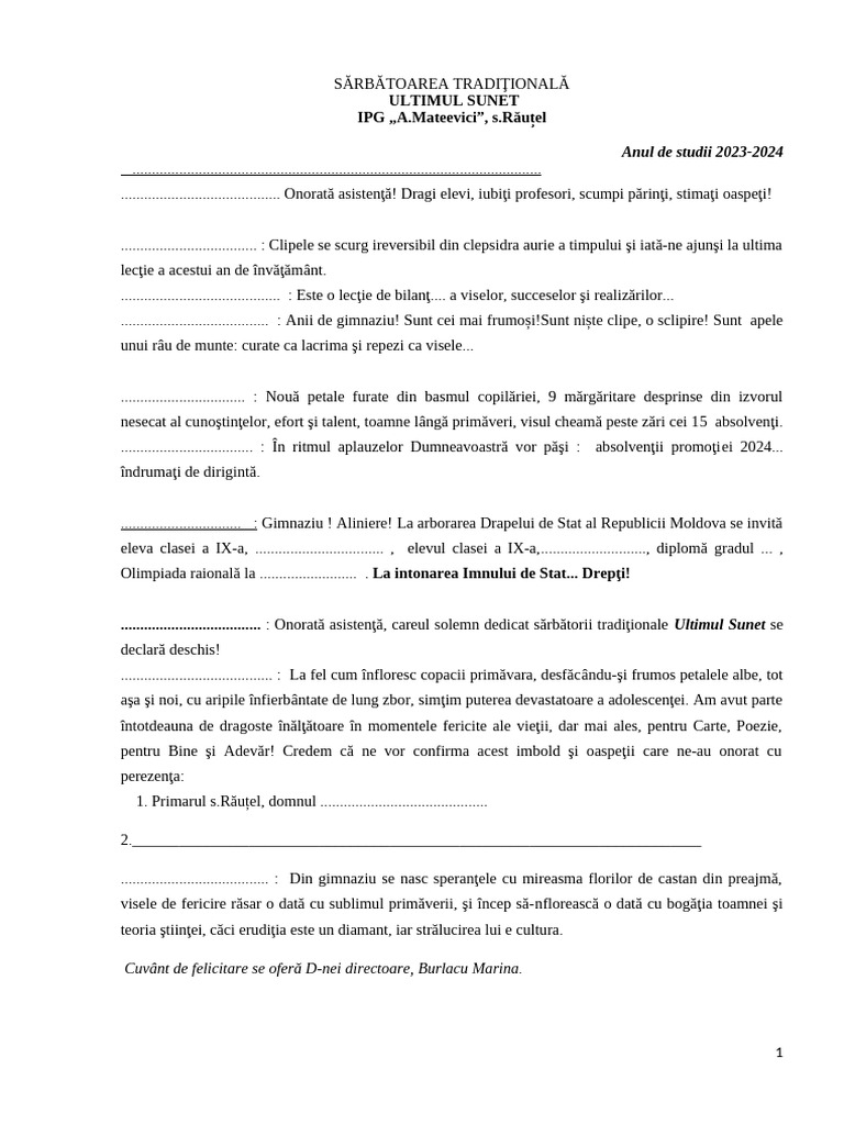 Ultimul Sunet, 2024 | PDF