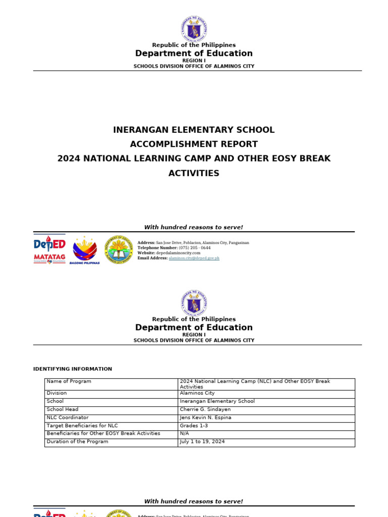 FINAL NLC Accomplishment Report A4 | PDF
