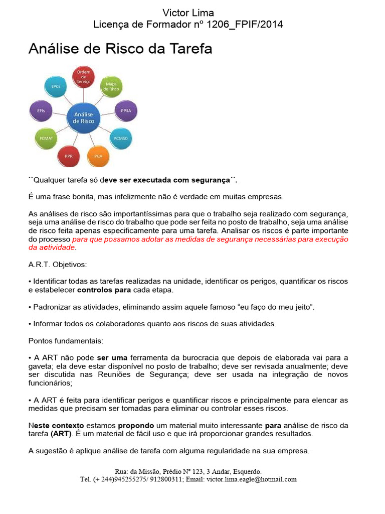 Análise de Risco Da Tarefa | PDF