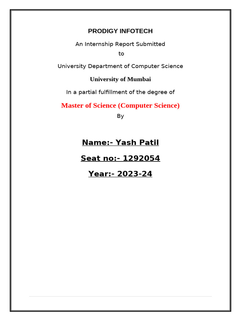 Internship Report Yash Patil | PDF