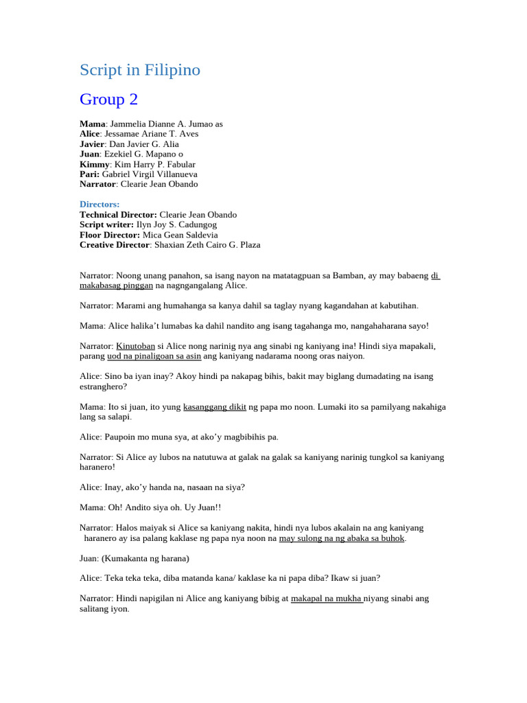 Script in Filipino | PDF