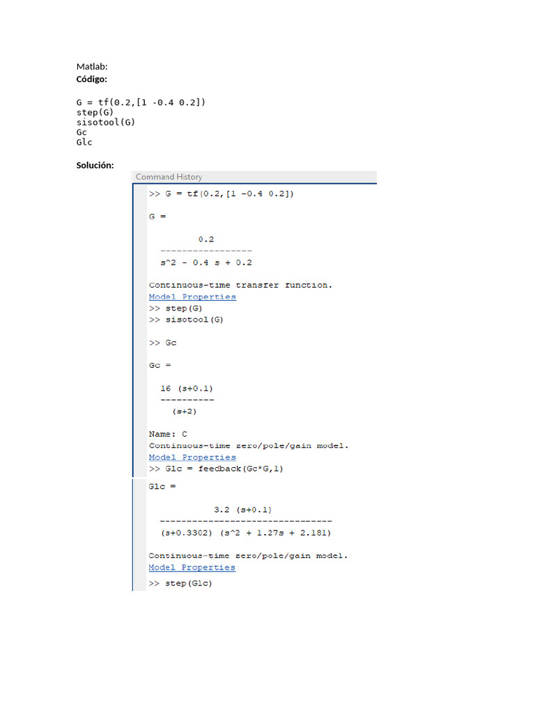 Matlab EJERCICIO 1 | PDF