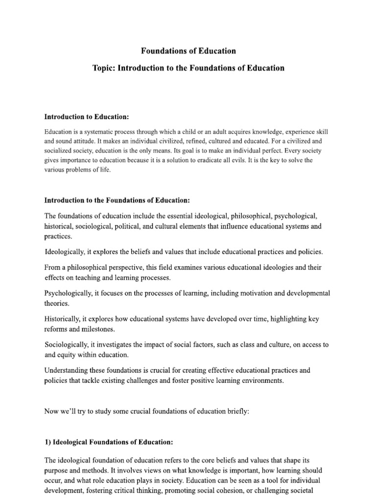 Foundations of Education | PDF