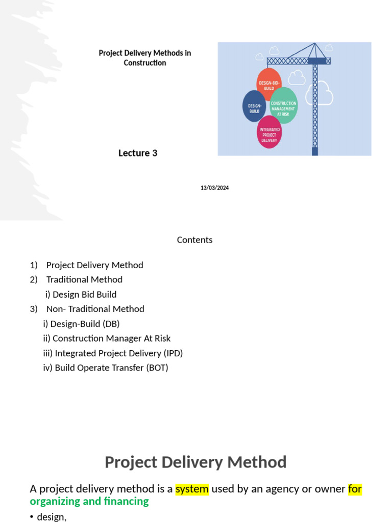 Lecture 3 Project Delivery Method | PDF