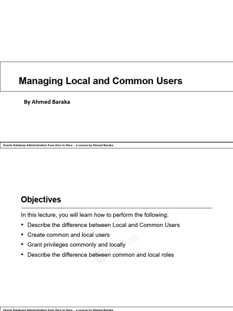 Managing Local and Common Users | PDF