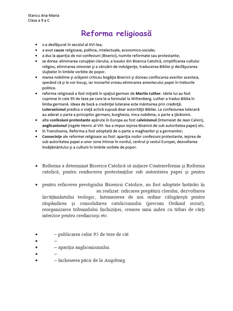 Reforma Religioasa | PDF