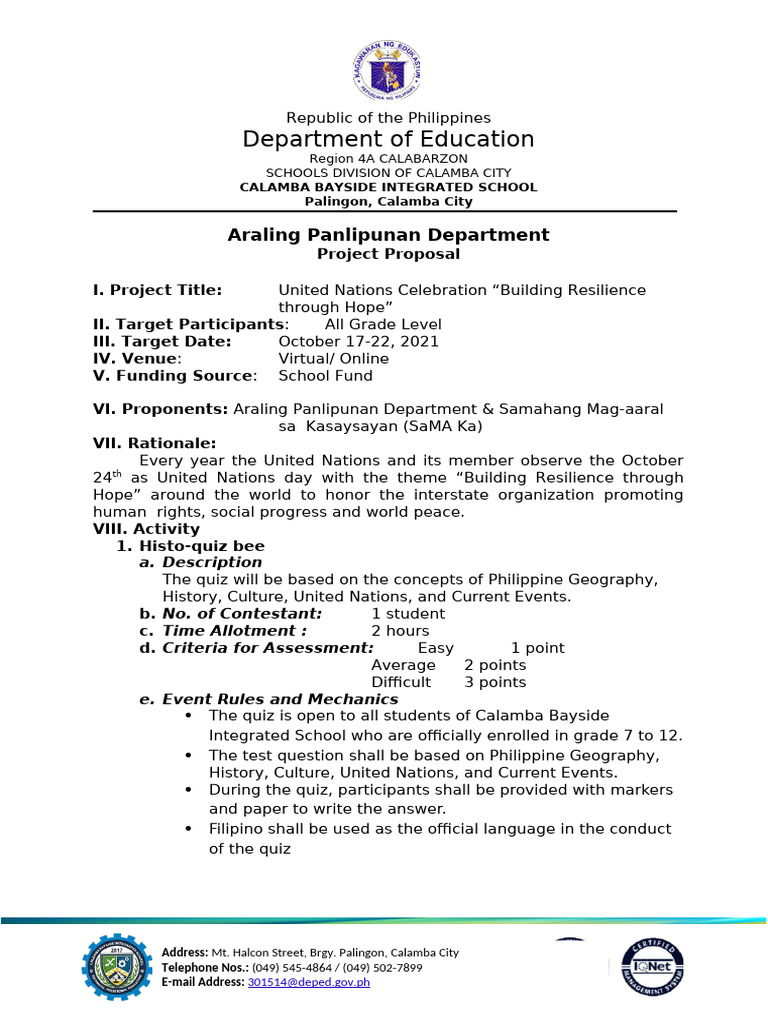 United Nation Project Proposal | PDF
