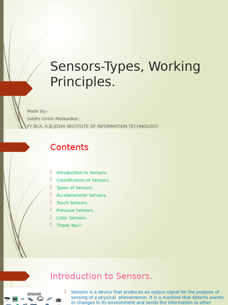Sensors-Types, Working Principles | PDF