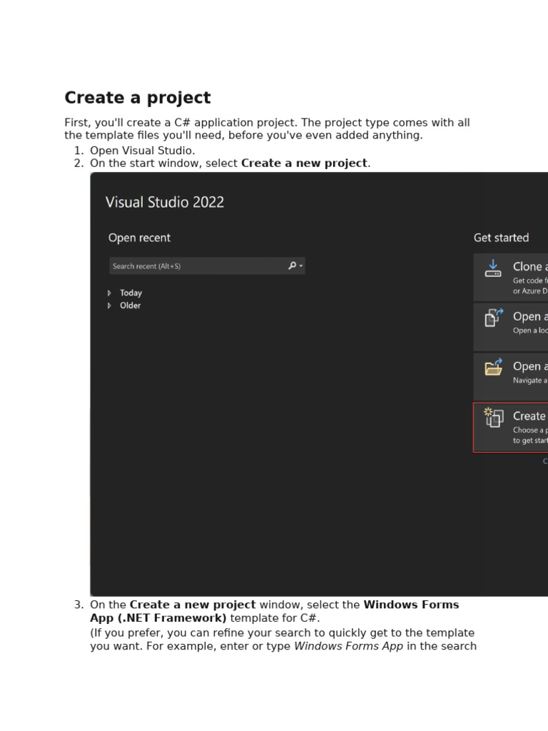 Steps for Creating Windows Form | PDF