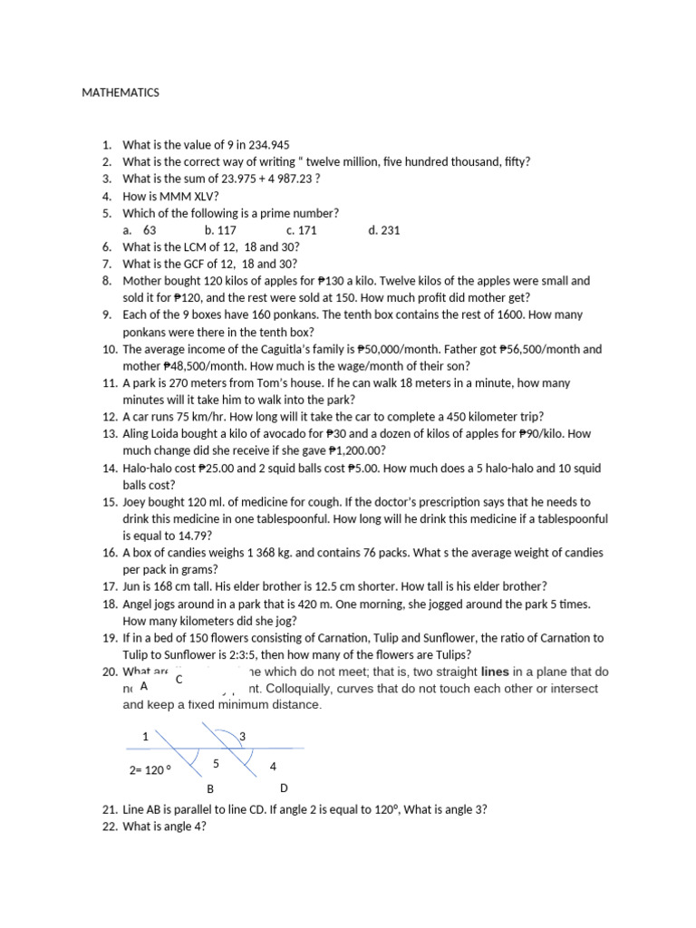MATHEMATICS Reviewer | PDF