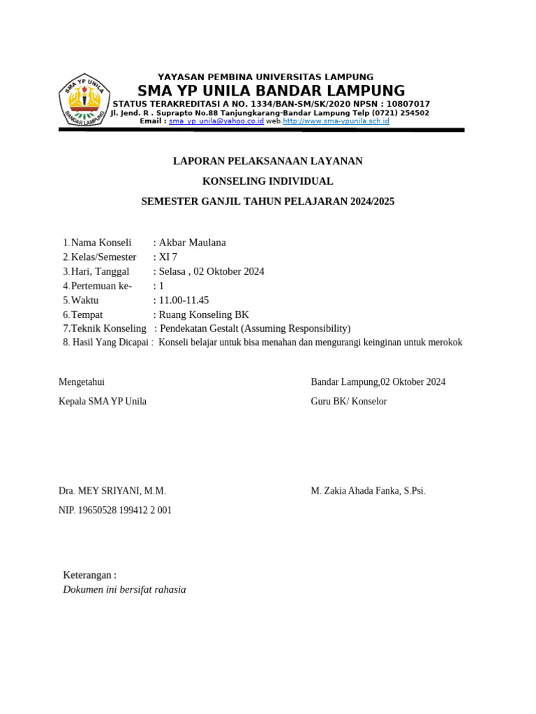 LPL Konseling Individu Akbar Maulana | PDF