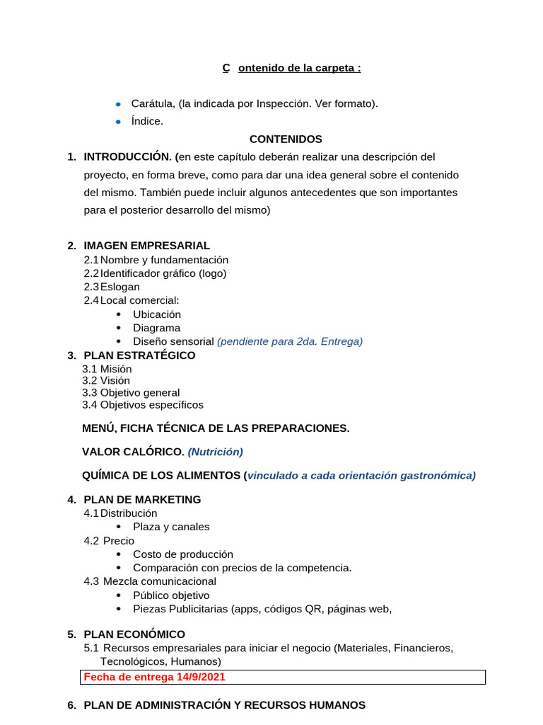 Contenido de La Carpeta Proy. 2do EMP - NH | PDF