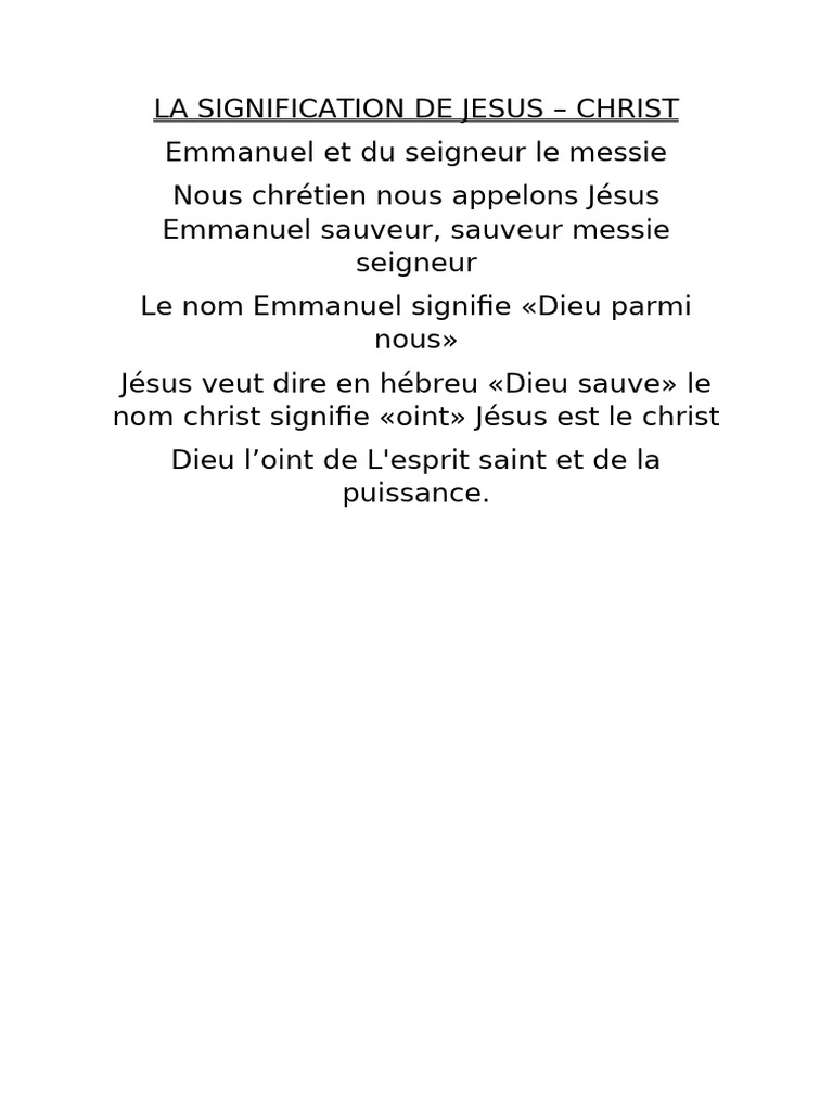 La Signification de Jesus | PDF
