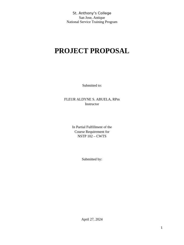 TEMPLATE-NSTP-PROJECT-PROPOSAL | PDF