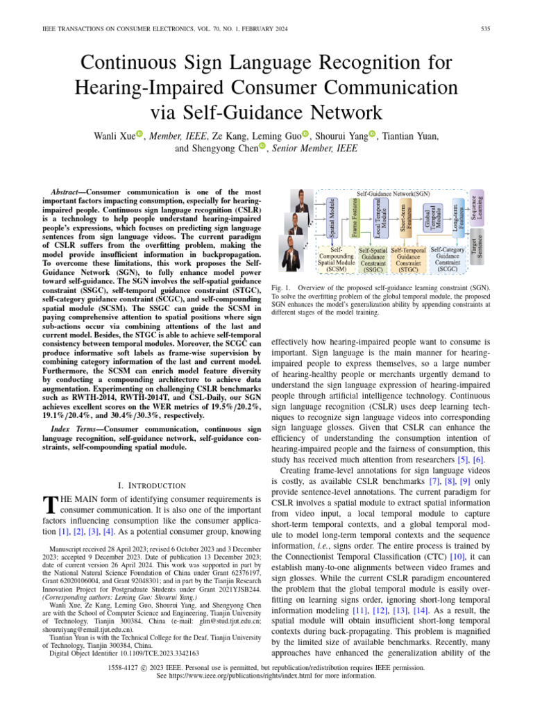 Continuous Sign Language Recognition For Hearing-Impaired Consumer Communication Via Self ...