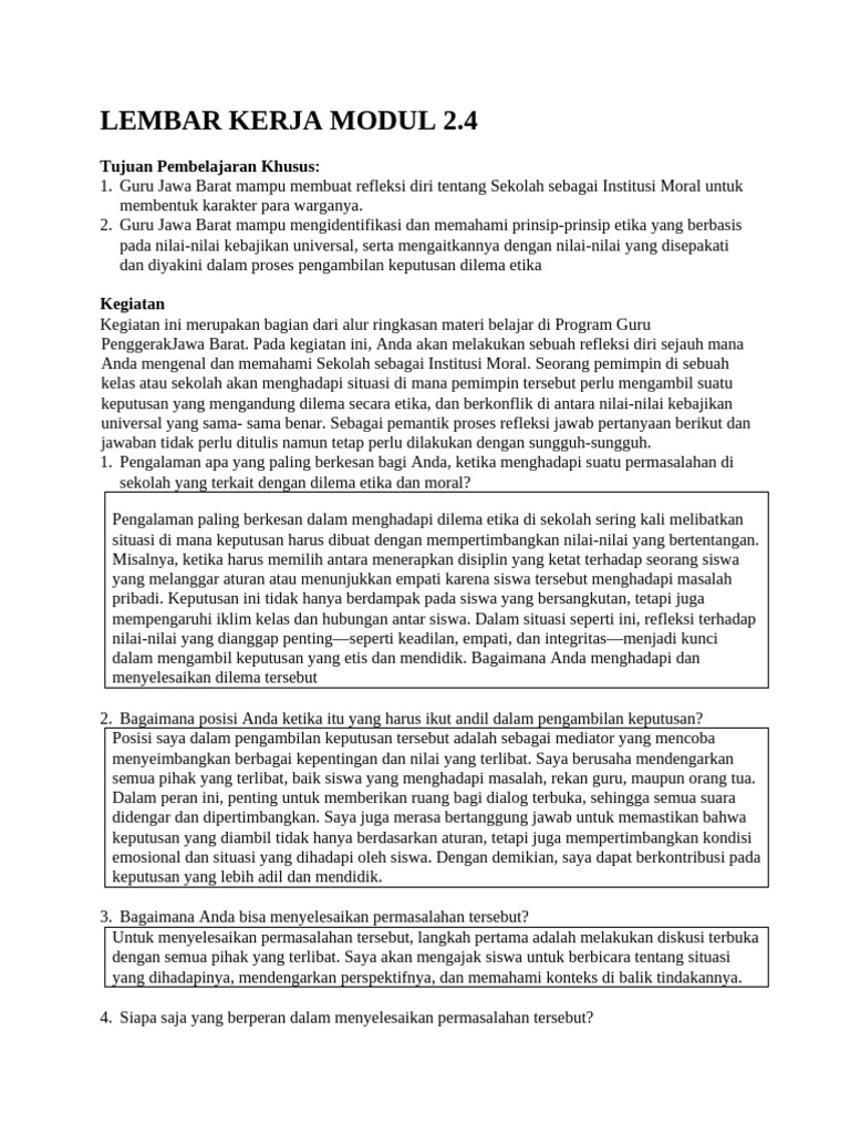 Lembar Kerja Modul 2.4. CGP Jabar | PDF