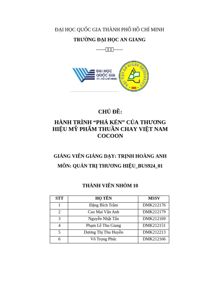 BT QT Thương hiệu - Nhom 10 - To 01 | PDF