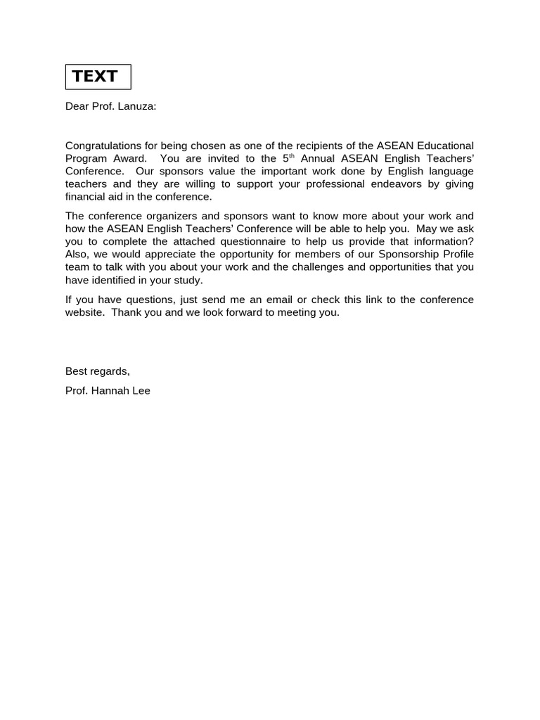 Letter to Professor Lanuza | PDF