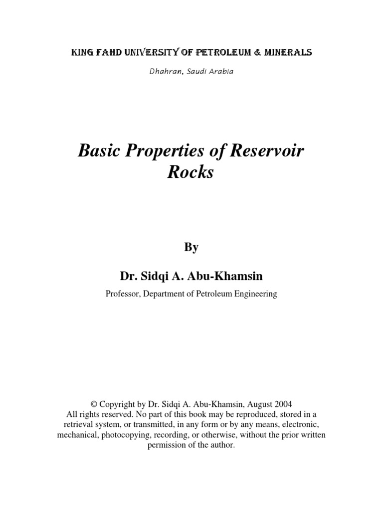 Basic Properties of Reservoir Rock | PDF | Porosity | Permeability ...