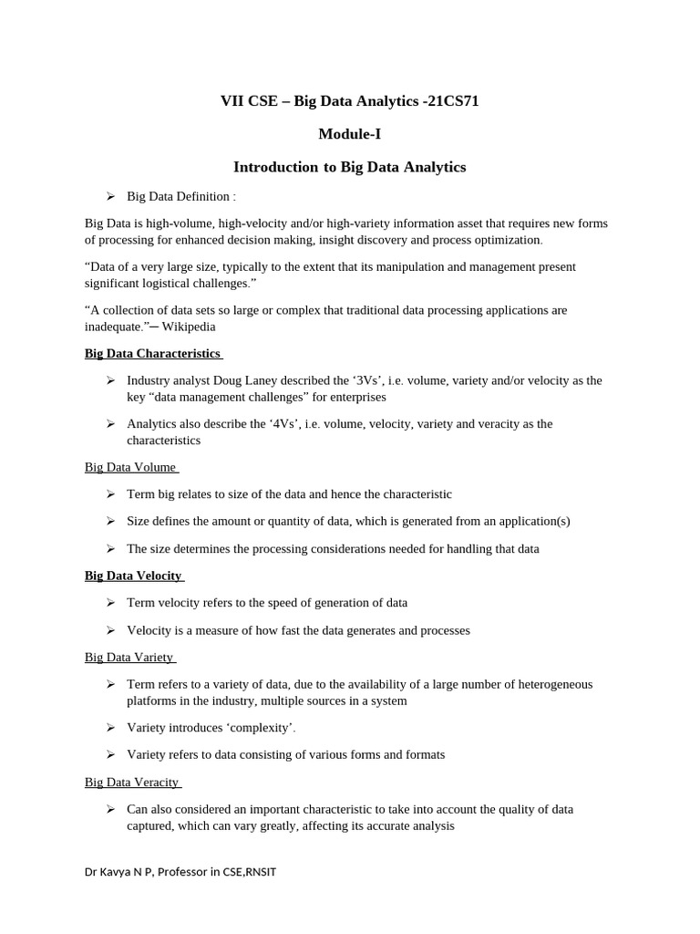 BDA 2024 Module 1 Notes | PDF