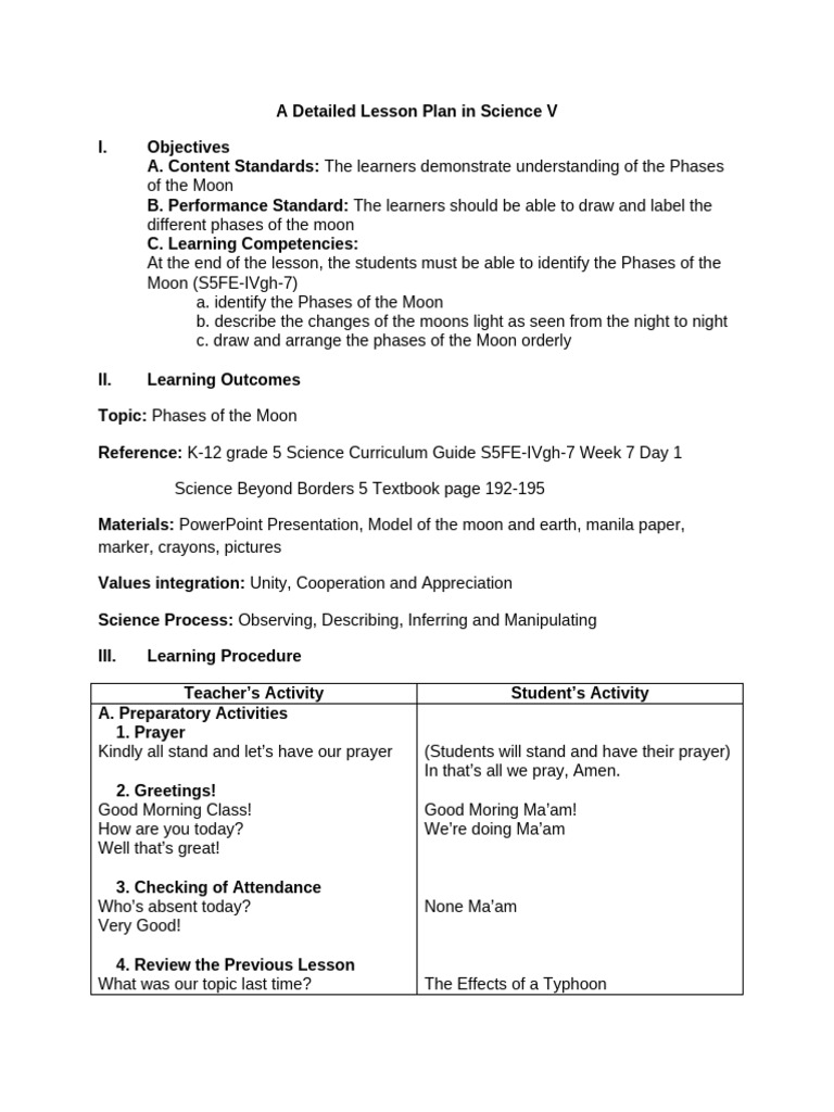 V Final Demo (Detailed Lesson Plan) | PDF | Cognition | Language Arts ...